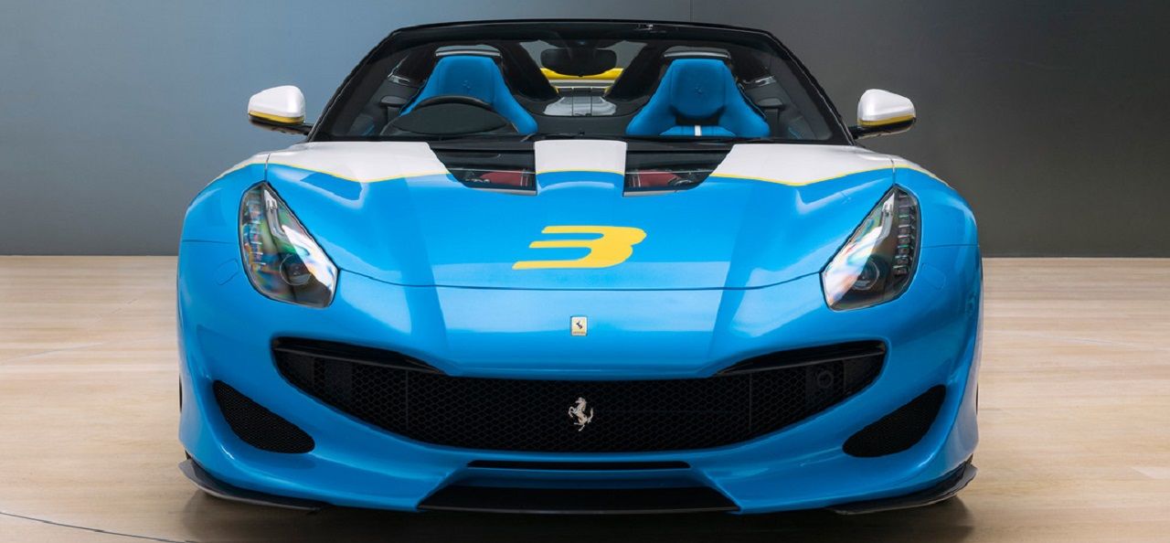 Ferrari Uncovers One-off SP3JC Roadster with Big Blue Smiling Face