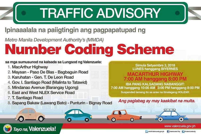 Valenzuela City to Implement Number Coding Scheme in September