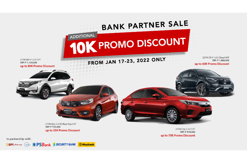 Get exclusive financing discounts with Honda’s Bank Partner Sale