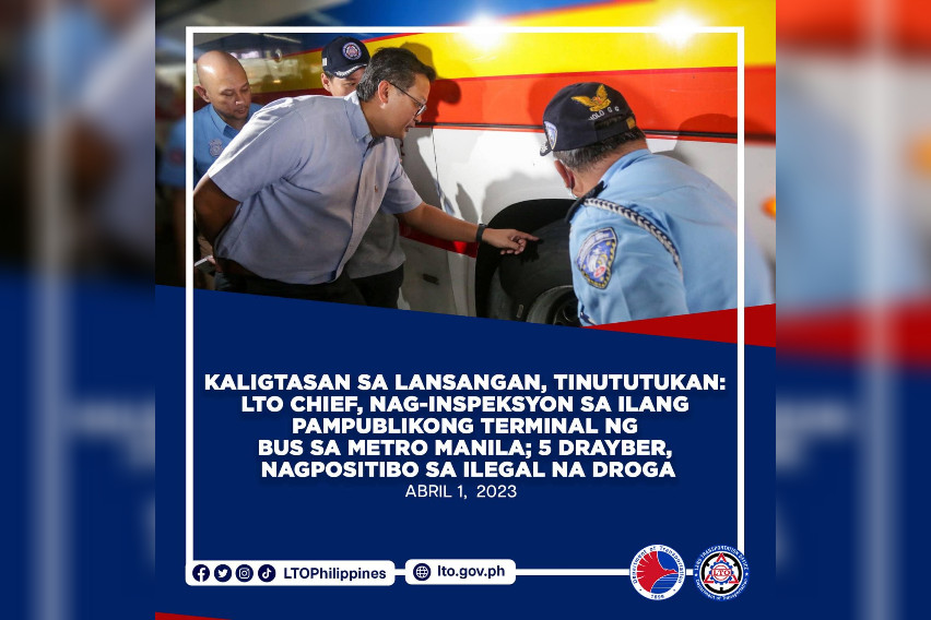 LTO spot checks yield 5 bus drivers tested positive for illegal drugs